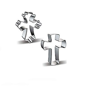Aeyistry 2 Pcs Easter Cookie Molds Cutters Set,Different Shapes Stainless Steel Cross Cookie Cutter(Silver)