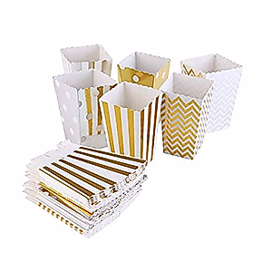 Enenes Popcorn Boxes 36 PCS Cardboard Candy Containers Gold Candy boxes for Birthday Party Baby Shower Wedding Fiesta Dessert Tables Party Supplies