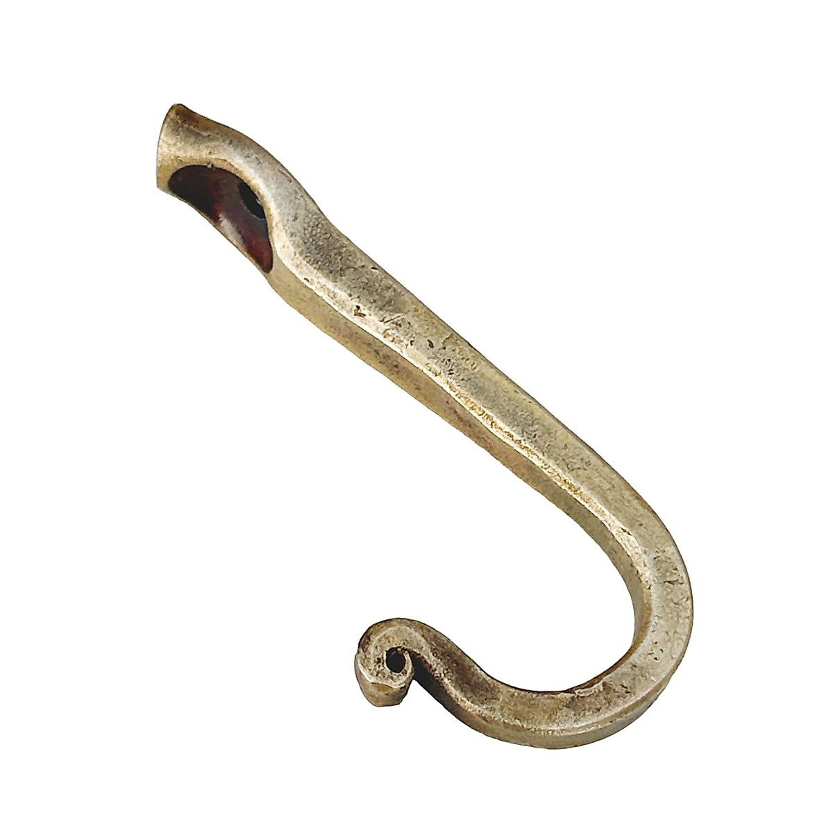 Living Ideas Hand Forged Metal Coat Hook Wrought Iron Handmade Rustic Hook for Towel, Plant & Mug Blacksmith Farmhouse Bathroom Hook Rack Antique Brass Finish Heavy Duty Kitchen Utensils Hooks