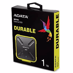 ADATA SD700 3D NAND 1TB Ruggedized Water/Dust/Shock Proof External Solid State Drive Yellow (ASD700-1TU3-CYL)