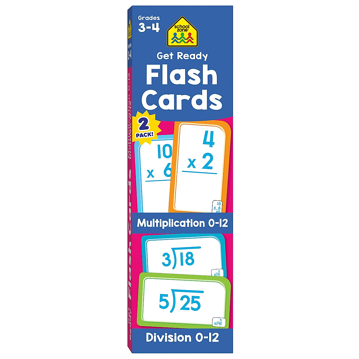 School Zone - Get Ready Flash Cards Multiplication & Division 2 Pack - Ages 8 to 9, 3rd Grade, 4th Grade, Multiplication 0-12, Division 0-12, Elementary Math, and More