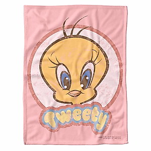 LOGOVISION Looney Tunes Lightweight Baby Blanket, 30"X40", Retro Tweety Unisex for Infants Girls & Boys