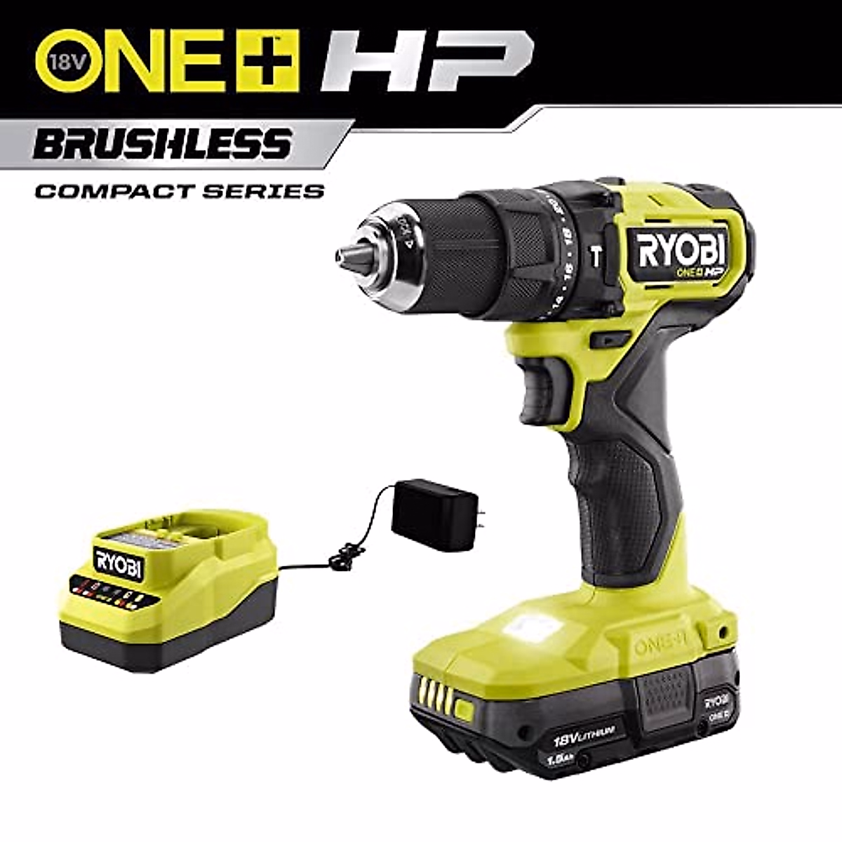 RYOBI 18V ONE+ HP Compact Brushless 1/2" Hammer Drill Kit - PSBHM01K