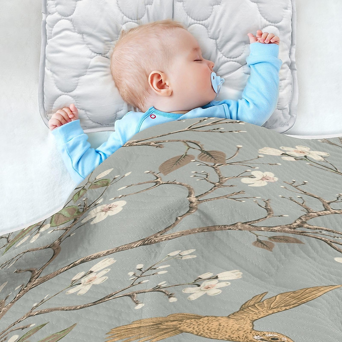 Kigai Floral Bird Pattern Baby Blanket for Boys Girls, Swaddle Blankets Soft Cozy Nursery Receiving Blankets Travel Blanket Throw Blankets for Toddler Newborn, 30 x 40 Inch