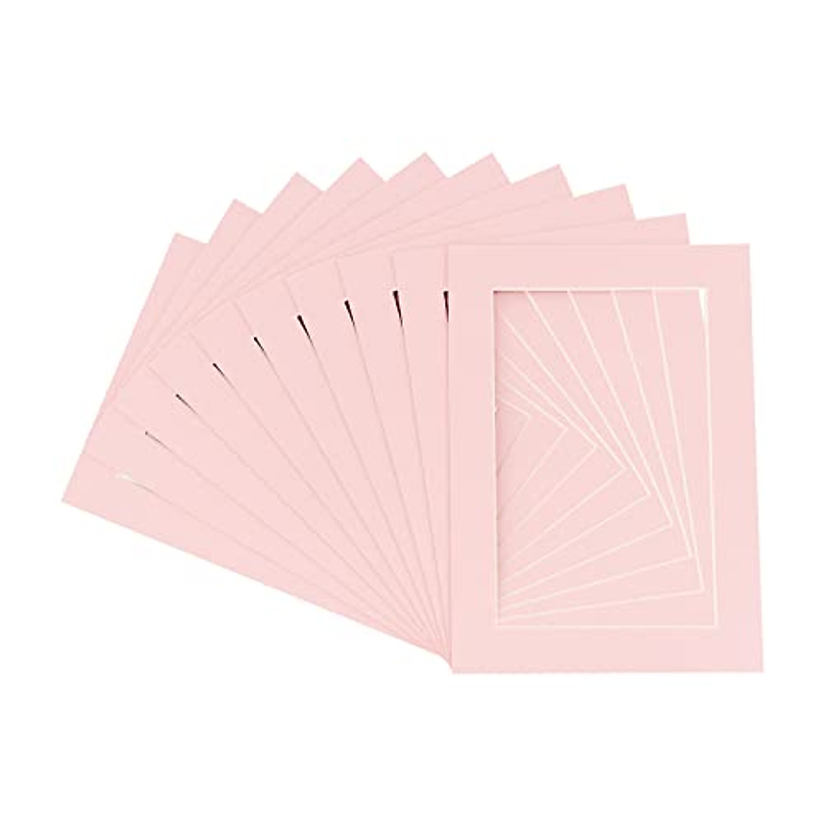 8x10 Mat Bevel Cut for 5x7 Photos - Acid Free Pink Precut Matboard - For Pictures, Photos, Framing - 4-ply Thickness