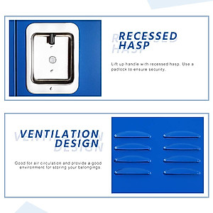 Pataku Metal Lockers for Employees, 3 Tier Storage Locker Cabinet, Steel Lockers 3 Lockable Doors for School, Gym, Office, Home(Blue, 3-Tier)