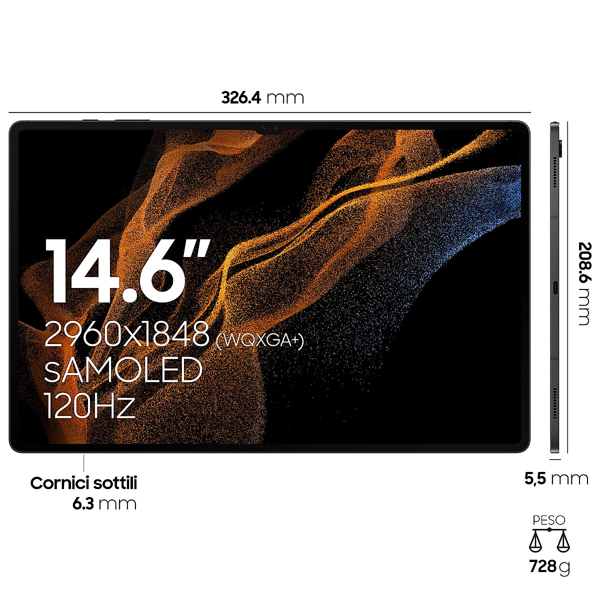 Samung Galaxy Tab S8 Ultra 5G WiFi+LTE Factory Unlocked Tablet SM-X906B 14.6 Inch, 512 GB Internal Memory, 16 GB RAM, Android Tablet Including S Pen EU/UK Model International Version - Graphite