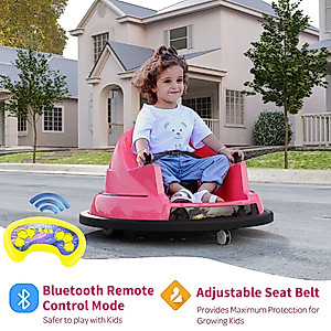 ROOMTEC Bumper Car for Toddlers 1-3, 12V Toddler Bumper Car with Remote Control, Safety Certified, Flashing Lights Music & 360 Degree Spin for Birthday (6V, Pink)