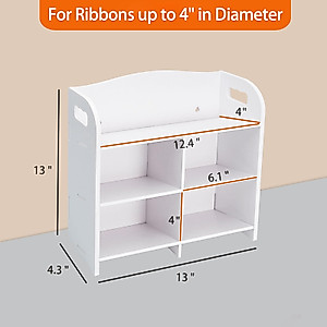Krafetto Ribbon Storage Organizer Rack, Wall-Mountable Ribbon Holder Rack for Craft Room, Desktop Ribbon Spool Holder Organizer for Ribbons up to 4" in Diameter