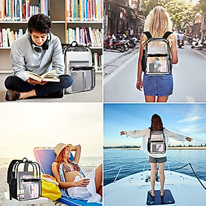 AZKAQA Clear Backpack Transparent See Through Backpack for Security Sports Work Travel Stadium Casual Daypack Backpacks