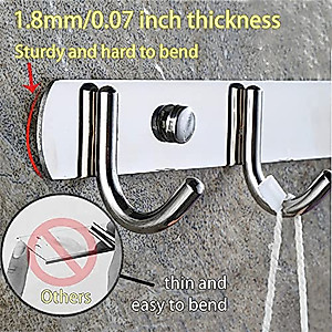 RAYCLOUD Hook Rack Wall Mounted 2 Pack, Heavy Duty Coat Hooks 304 Stainless Steel Metal Hook Hardware Rail for Coat Hat Towel Purse Key