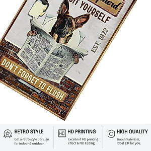 EMOHAT Tin Wall Sign Metal Poster German Shepherd Please Sit Yourself Signs Home Bedroom Office Classroom Restaurant Tin Sign Wall Decoration 8x12 Inches