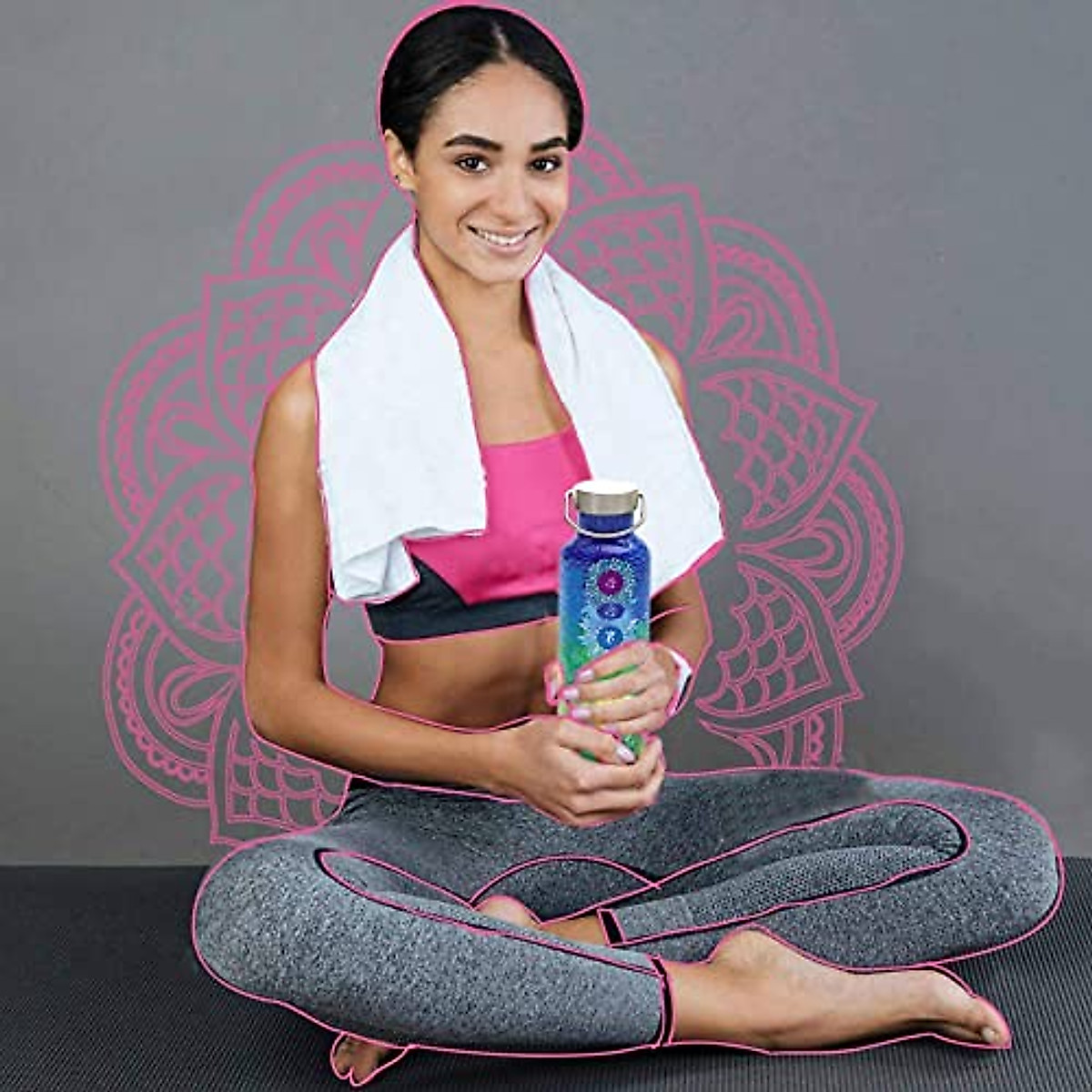 Rehydrate Pro 25oz Insulated Water Bottle with Straw, Bonus Lids and Leak Proof Flask to Keep Liquids Hot or Cold- Triple Wall Vacuum Water Bottle Insulated, Perfect for Gifts