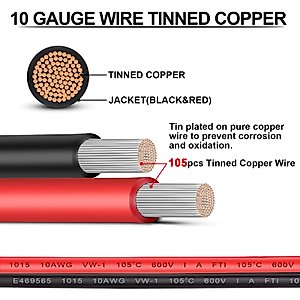 iGreely 10 Gauge SAE Spliiter Extension Cable with SAE Polarity Reverse Adapter 1 to 2 Splitter Connector with Inline Fuse Holder 30A for Solar Panel Automotive RV Portale Power Station 10AWG