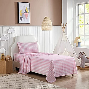 Eddie Bauer Kids - Twin Sheets, Stain Resistant Kids Bedding, Ideal for Toddler Bedding Set (Poppy Plaid Pink, Twin)