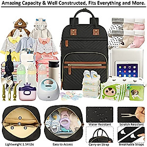Diaper Bag Backpack Tote for Women Large Capacity, Baby Bag with Insulated Pockets Multifunctional Diaper Bags For Baby Girl Boy Waterproof Baby Bags For Boys Girls Mama Maternity Travel Bag Black