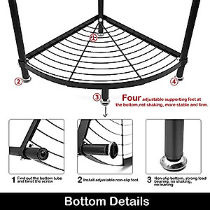 Winterworm 5-Tier Metal Corner Shelf,Black Carbon Steel Kitchen Corner Shelf Pot Storage Rack for Home Office Kitchen Organizer