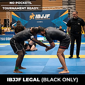 Gold BJJ Pacific Short - No-Gi Jiu Jitsu Fight Shorts (Heather Grey, Large)