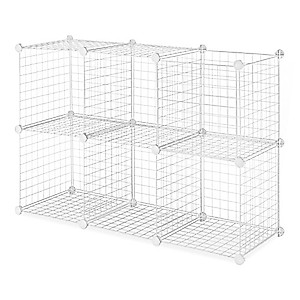Whitmor Storage Cubes - Stackable Interlocking Wire Shelves - White (Set of 6)