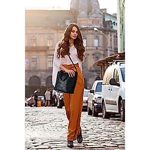 Tote Bags for Women Leather Shoulder Hand Bags Tote Handle Medium Satchel Vintage Embossing Rose (Blue)