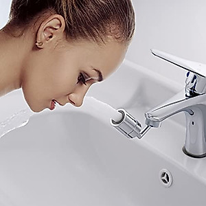 Sink Faucet Aerator, 360 Degree Big Angle Swivel Aerator Dual Water Flow Modes, Kitchen Faucet Aerator, Tap Aerator Sprayer Attachment for Bathroom/Chrome Finished-15/16 Inch-27UNS Male Thread