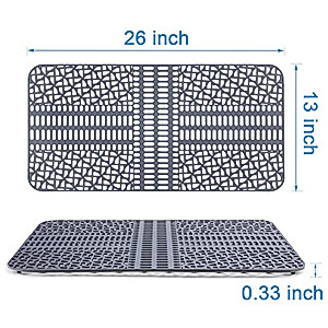 JUSTOGO Sink Protectors for Kitchen Sink,Silicone Sink Mat Grid Accessory 26 "x 13 ",1 PCS Non-slip Grey Sink Mats for Bottom of Kitchen Farmhouse Stainless Steel Porcelain Sink