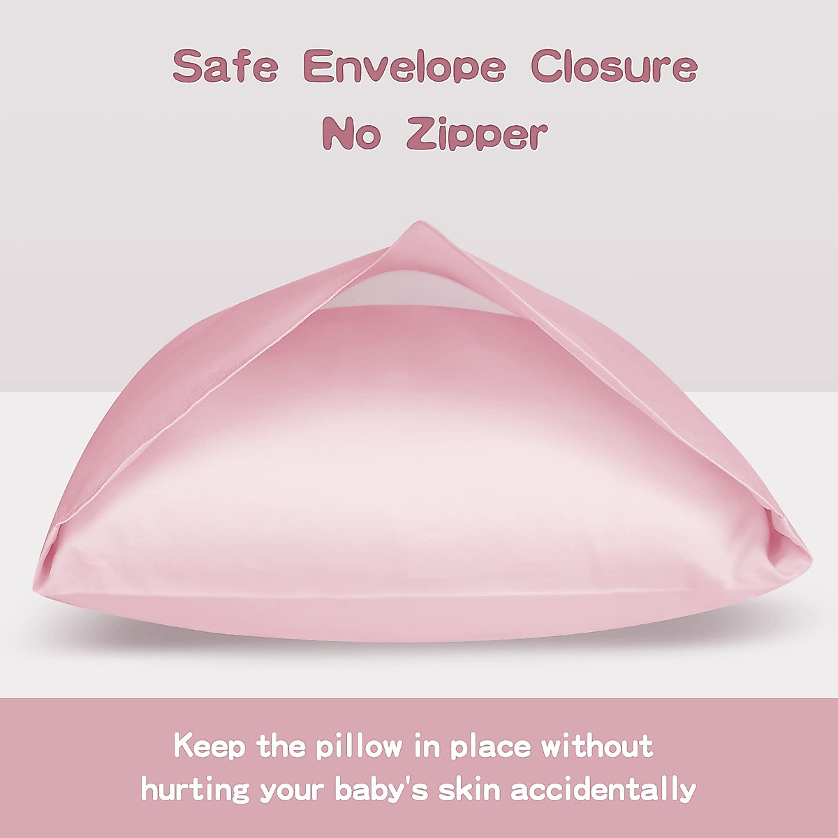 Organic Cotton Toddler Pillowcase 2 Pack, 14 x 20 Travel Pillow Case Cover for Babies, Kids, Boys and Girls, Soft and Breathable Small Pillow Cases with Envelope Closure, Pink