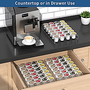 AITEE Acrylic K Cup Drawer Organizer, Clear K Cup Organizer Tray for Drawer or Countertop Storage, Hold 24 Coffee Capsules,K Cup Coffee Pod Holder for Office and Kitchen K Cup Storage (9.6x13.2Inches)