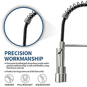 Kitchen Faucet with Pull Down Sprayer, Brushed Nickel Kitchen Faucet, Commercial Faucet for Kitchen Sink, Single Handle Kitchen Sink Faucets Brass Pull Down Kitchen Faucet with Deck Plate