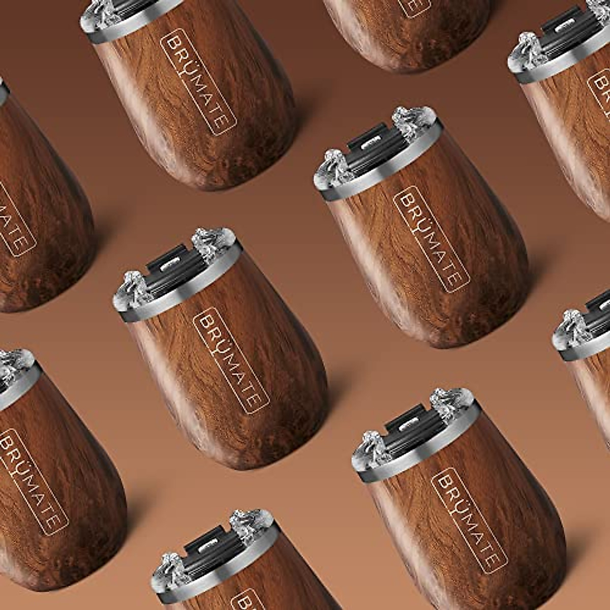 BrüMate Uncork'd XL MÜV - 100% Leak-Proof 14oz Insulated Wine Tumbler with Lid - Vacuum Insulated Stainless Steel Wine Glass - Perfect For Travel & Outdoors (Walnut)