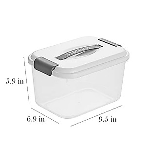 YYQX 5.5 Quart Clear Storage Latch Bins with Lids, Plastic Home Storage Organizing Box with Handle, 6-Pack