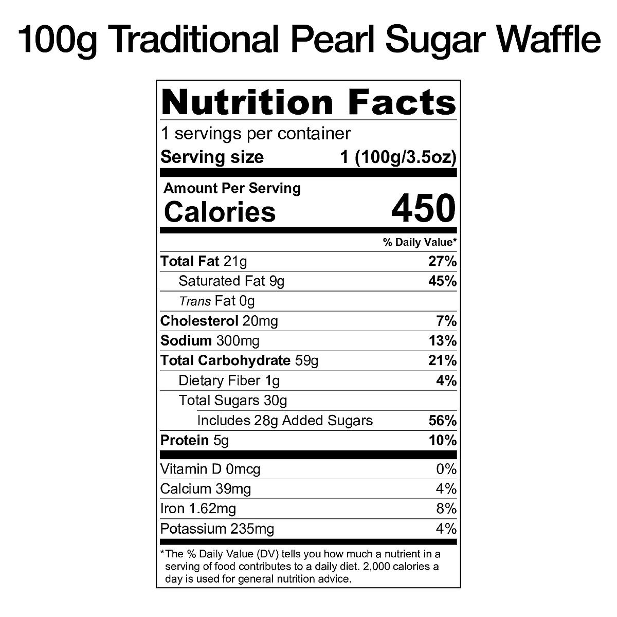 Authentic Imported Pearl Sugar Belgian Waffles (Traditional, [15x] 100g Waffles)
