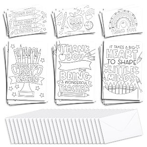 24 Fill In The Blank Teacher Thank You Cards From Student - Teacher Gift Card Teacher Appreciation Cards Bulk, Thank You Teacher Cards From Student, Bulk Thank You Cards For Teachers Appreciation Card
