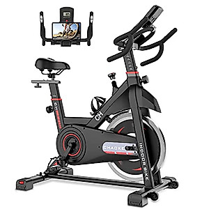 Exercise Bike Stationary, CHAOKE Indoor Cycling Bike with Heavy Flywheel, Comfortable Seat Cushion, Silent Belt Drive, LCD Monitor for Home Gym Cardio Workout Training