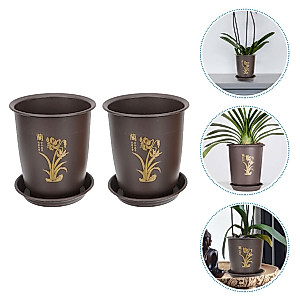 Happyyami 4 Sets Flowerpot Orchid Pot Imitation Porcelain Planter Cactus Pots Indoor Plant Pot Plastic Succulent Pot Pottery Ventilation Orchid Planters Orchids Flower Pots Breathable Bonsai