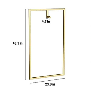 FURVOKIA Modern Simple Men's and Women's Clothing Store Heavy Duty Metal Display Stand,Wall-Mounted Garment Rack,Clothes Rail,Bathroom Hanging Towel Rack (Gold Square Tube, C)