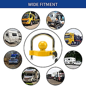 METOWARE Trailer Coupler Lock Universal Adjustable Heavy-Duty Steel Trailer Hitch Lock, Anti Theft Trailer Ball Lock Towing Lock for Towing Trailer Security Fits 1-7/8",2”, 2-5/16" Coupler Yellow