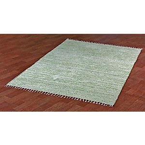 Complex Chenille Flat Weave Rug, 4-Feet by 6-Feet, Green