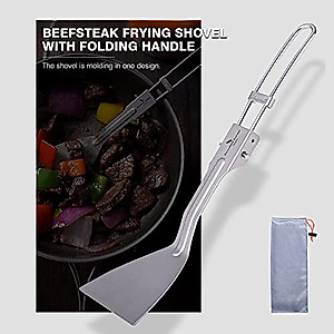 Boundless Voyage Titanium Kitchen Beefsteak Frying Shovel with Folding Handle Barbecue Spatulas Solid Turner Metal Spatula Ti1076T