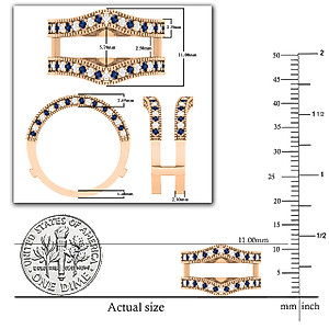 Dazzlingrock Collection Round Blue Sapphire & White Diamond Millgrain Double Guard Wedding Band for Women in 14K Rose Gold, Size 4
