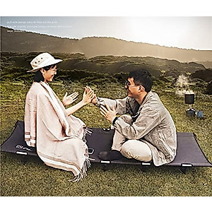 Sanshididi Extail Outdoor New Folding line Military Bed Ultra Light 7075 Aluminum Alloy Portable Camping Bed Quarter Bed AT6748 (Color : Black)