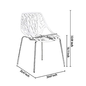 CangLong Modern Mid Century Plastic Shell Hollow Matal Legs Dining Chairs, set of 2, White 2