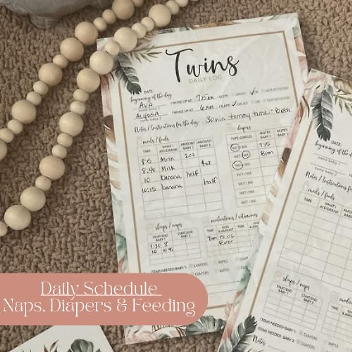 NovaaLife Baby Log for Twins - Newborn Twins - 50 Pages - Twins Sleep Schedule, Breastfeeding Log Book, Memory Books for Mom, Nanny Daily Log - Baby Journal Memory Book, Mom Journal, 50 Pages