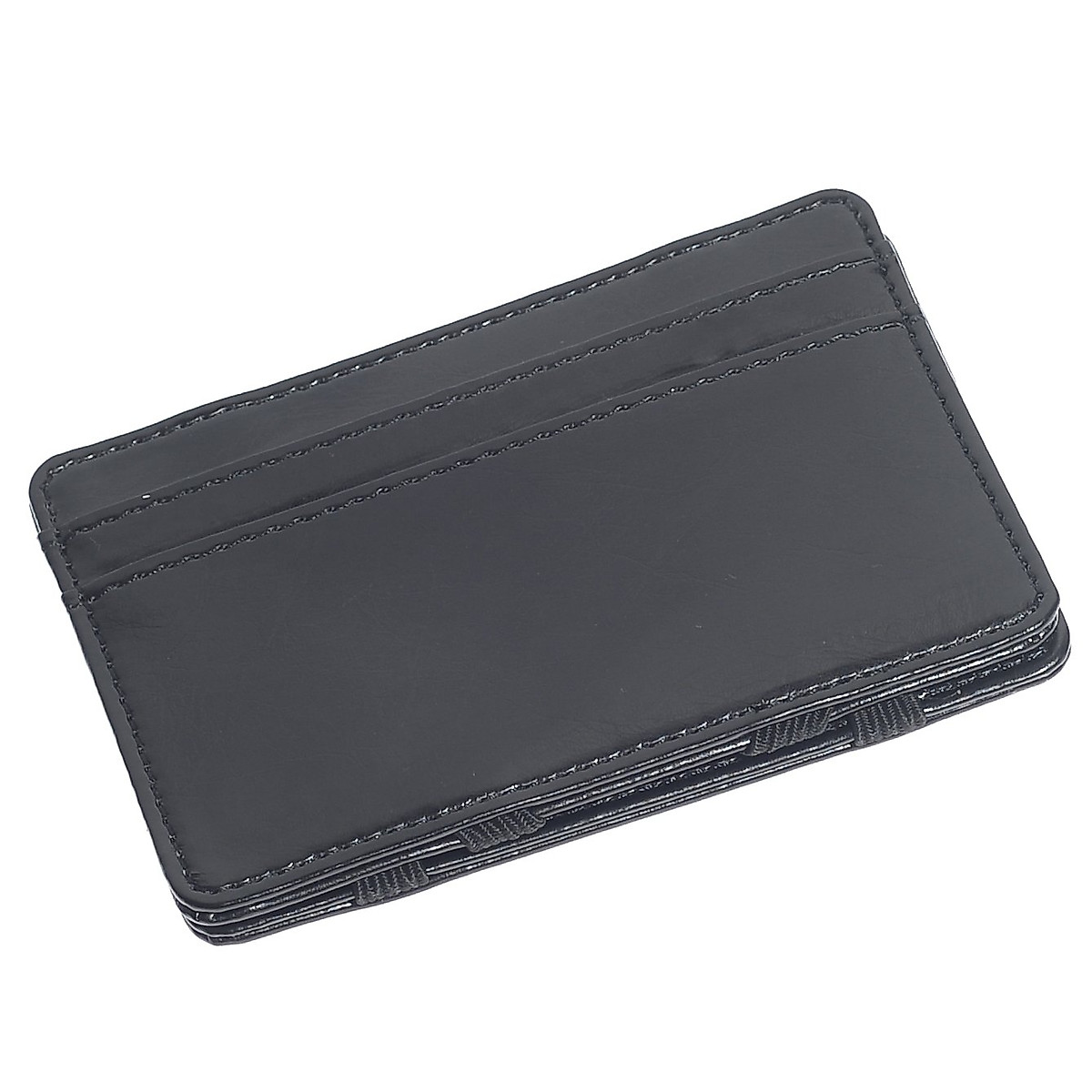 CKLT Men's Fashion Magic Money Clip Leather Minimalistic Slim Wallet Black