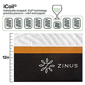 ZINUS 12 Inch Cooling Copper ADAPTIVE Pocket Spring Hybrid Mattress / Moisture Wicking Cover / Cooling Foam / Pocket Innersprings for Motion Isolation / Mattress-in-a-Box, Twin