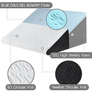 Cosmoluxe 7.5" Bed Wedge Pillow with Cooling Memory Foam Top, Triangle Pillow for Acid Reflux, Heartburn, Snoring, and GERD Relief, Headboard Wedge to Reduce Neck and Back Pain