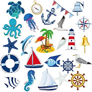 25 Pcs Turtle Car Magnets Cruise Door Magnet Flip Flop Boat Anchor Cruise Ship Decorations Magnetic Fridge Magnet Decal Life Preserver Ring Ship Steering Wheel Decorative Magnets (Cruise Style)