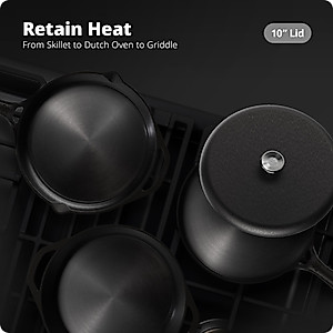 Greater Goods Cast Iron Lid - Pre-Seasoned Lid for a gG 10-inch Cast Iron Skillet, Griddle, and Dutch Oven, Designed in St. Louis