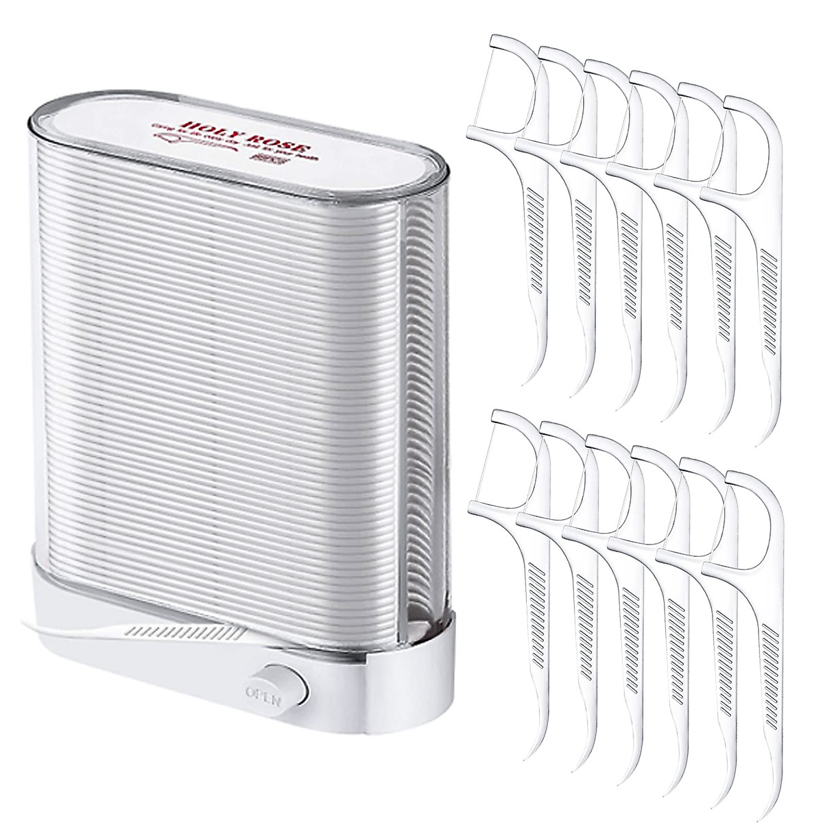 Dental Floss Picks Holy Rose Pop Up Flossers White Dispenser, with Adult Flossing Sticks 88 Count,No Fragrance Smell，Sealed Storage,Cleaning Teeth More Hygienic