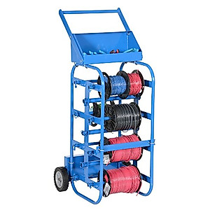 Vestil WIRE-D-E Steel Economy Wheel Wire Reel Caddy, Blue, 17-3/4" Width, 43-1/4" Height, 19-1/2" Depth, 150 lbs Capacity